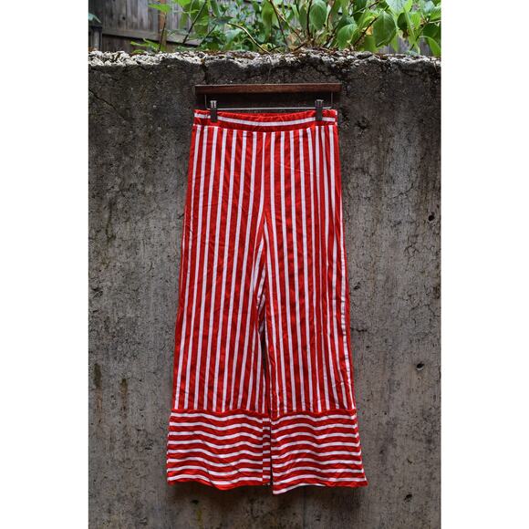 Zara | Pants & Jumpsuits | Zara Red White Vertical Stripe Wideleg Pants ...